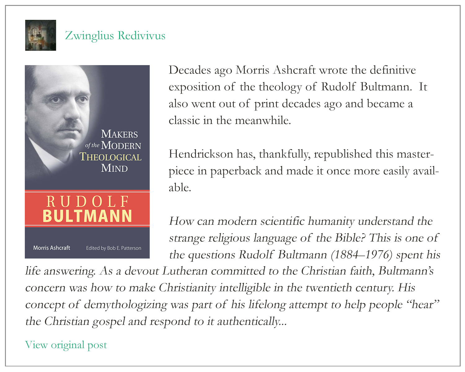 The Best Introduction to Bultmann | Hendrickson Publishers Blog